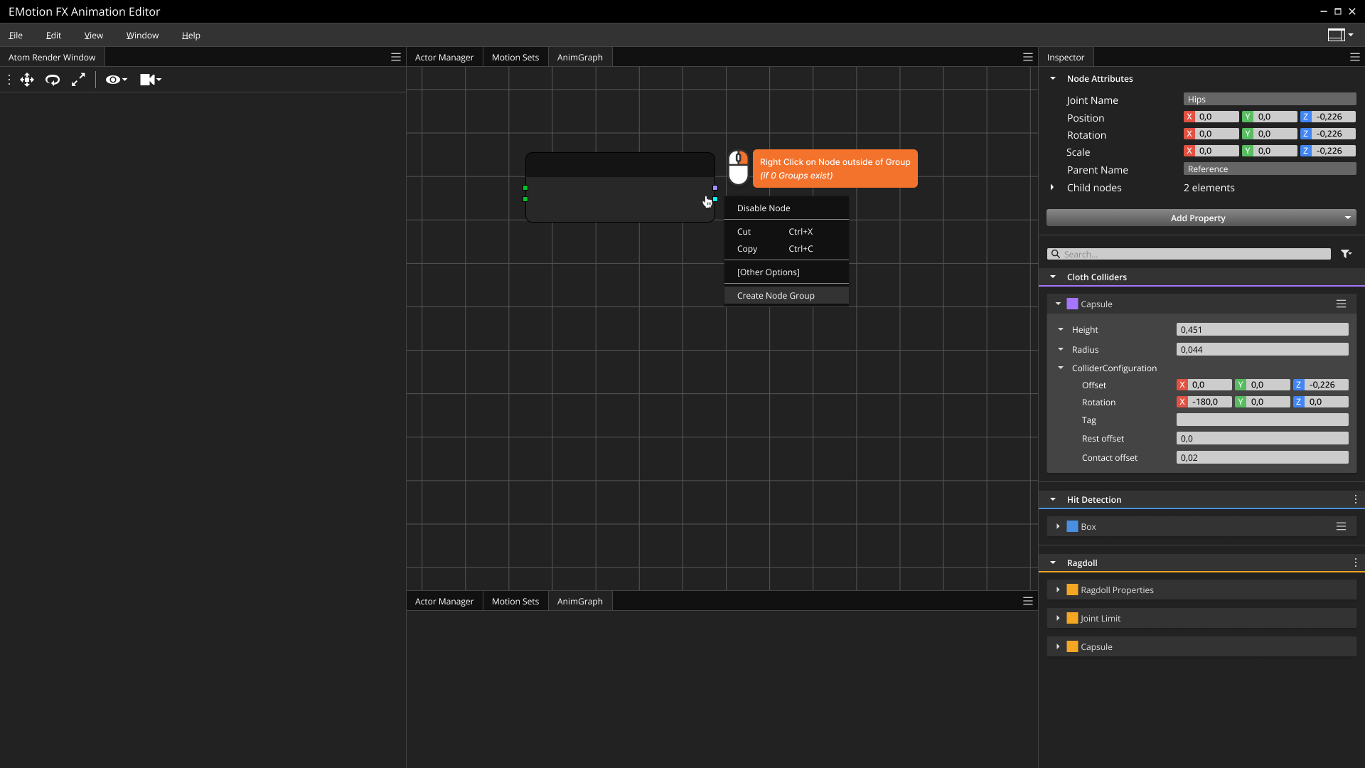 Move anim graph node groups window functionality to context menu and ...