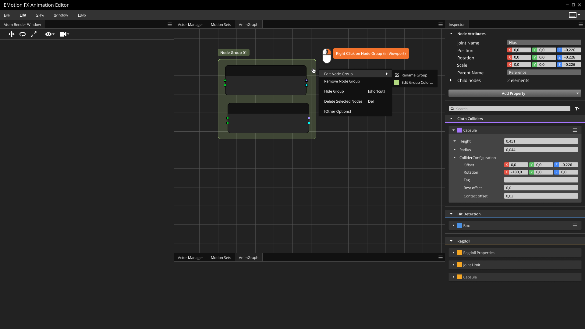 Move anim graph node groups window functionality to context menu and remove plugin (No ...