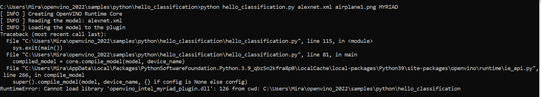 [Bug] - Issue while trying to inference on Intel Neural compute Stick 2 · Issue #11928 ...