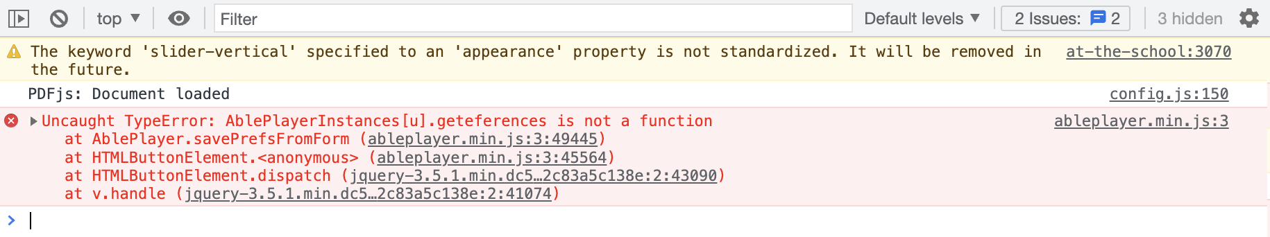 Bug: AblePlayerInstances[u].geteferences is not a function (Typo in source code) · Issue #571 ...