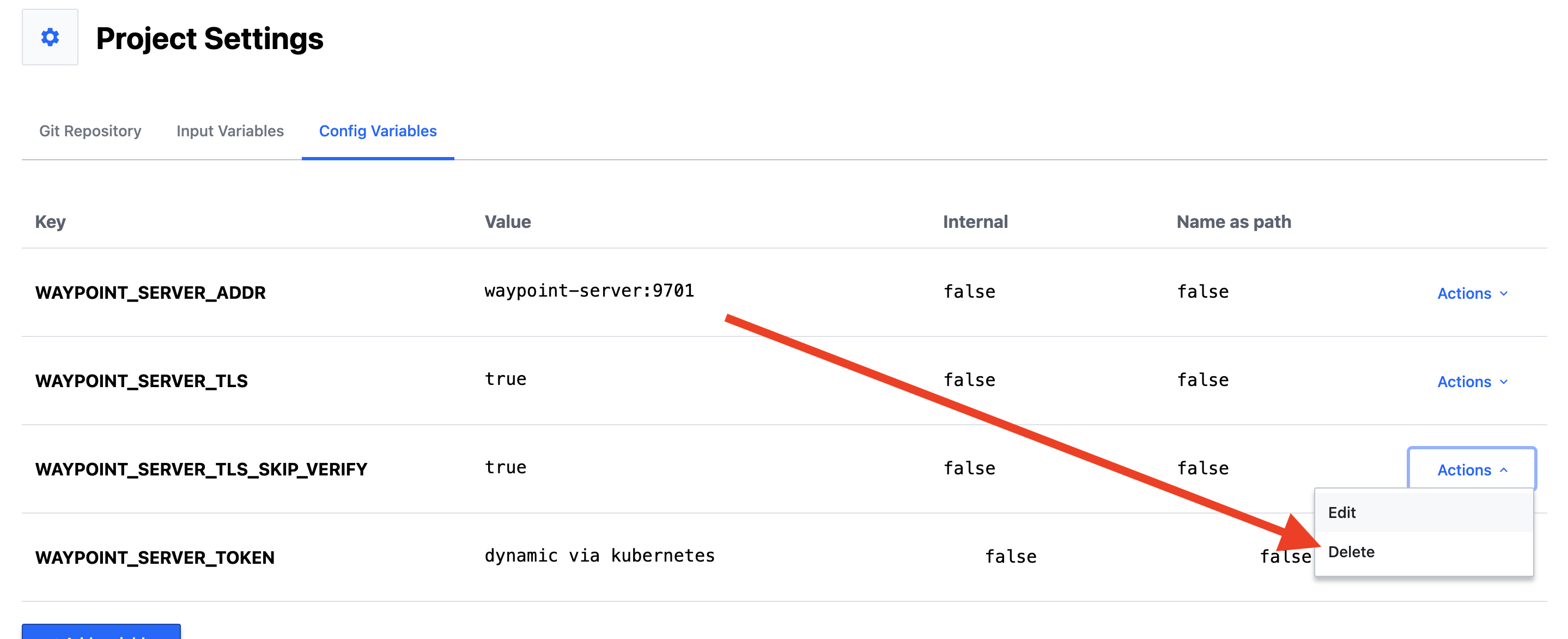 Feature: delete config variables from the CLI · Issue #2730 · hashicorp/waypoint · GitHub
