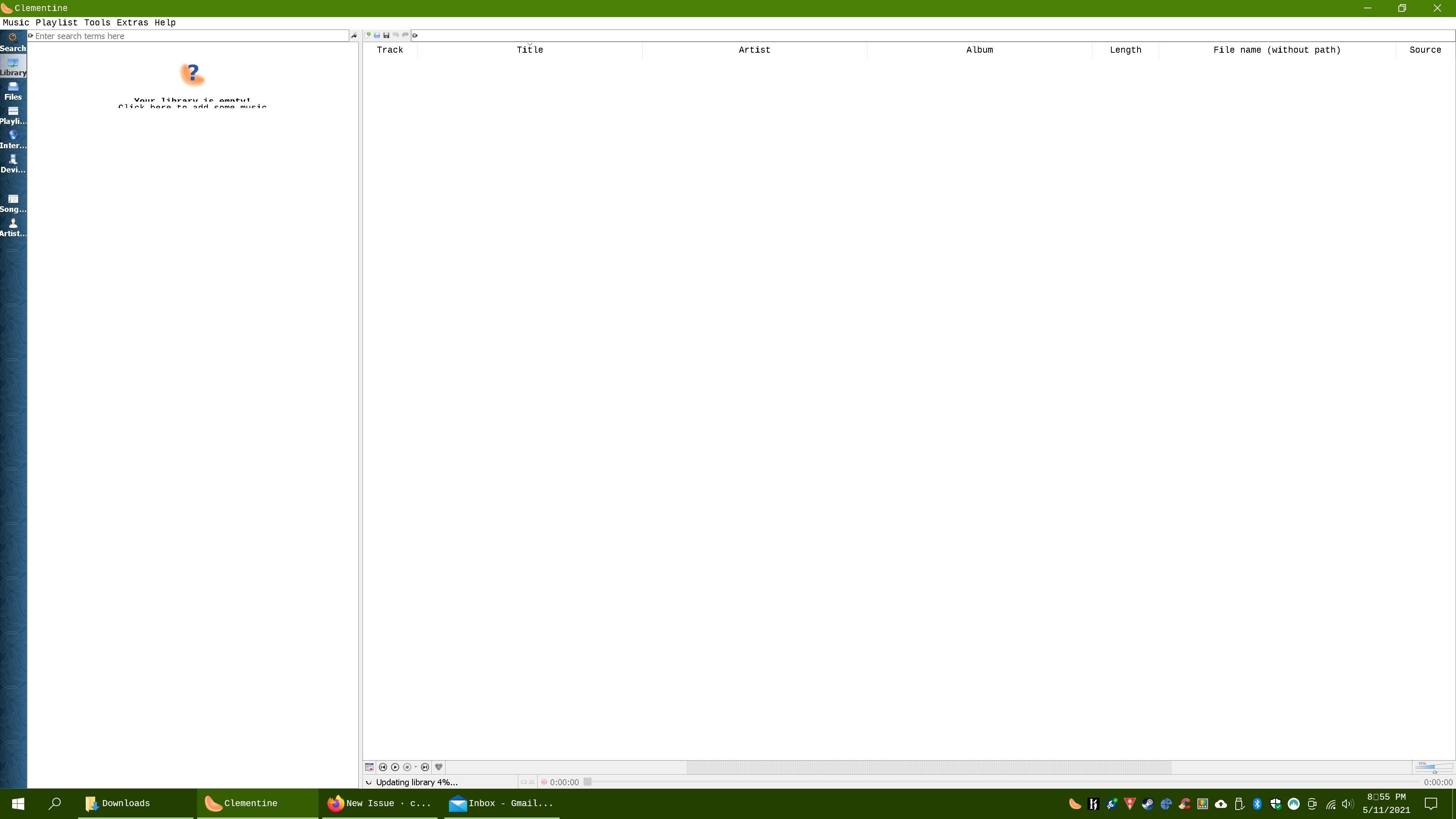 Updating library, stuck at 4%... · Issue #7015 · clementine-player/Clementine · GitHub