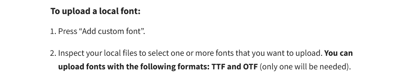 Custom Font Upload Has Inconsistent Description And Fails Silently For Unsupported Formats
