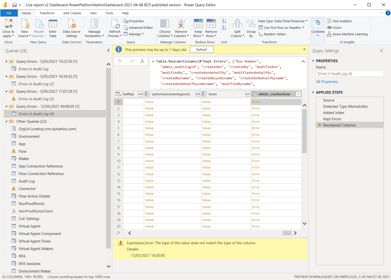 [Qustion]: CoE Power BI report (App usage) does not work after upgrade ...