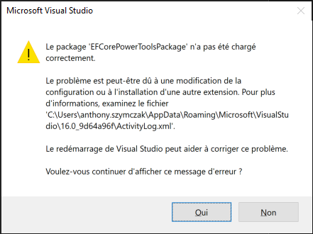 'EFCorePowerToolsPackage' package did not load correctly · Issue #975 · ErikEJ/EFCorePowerTools ...