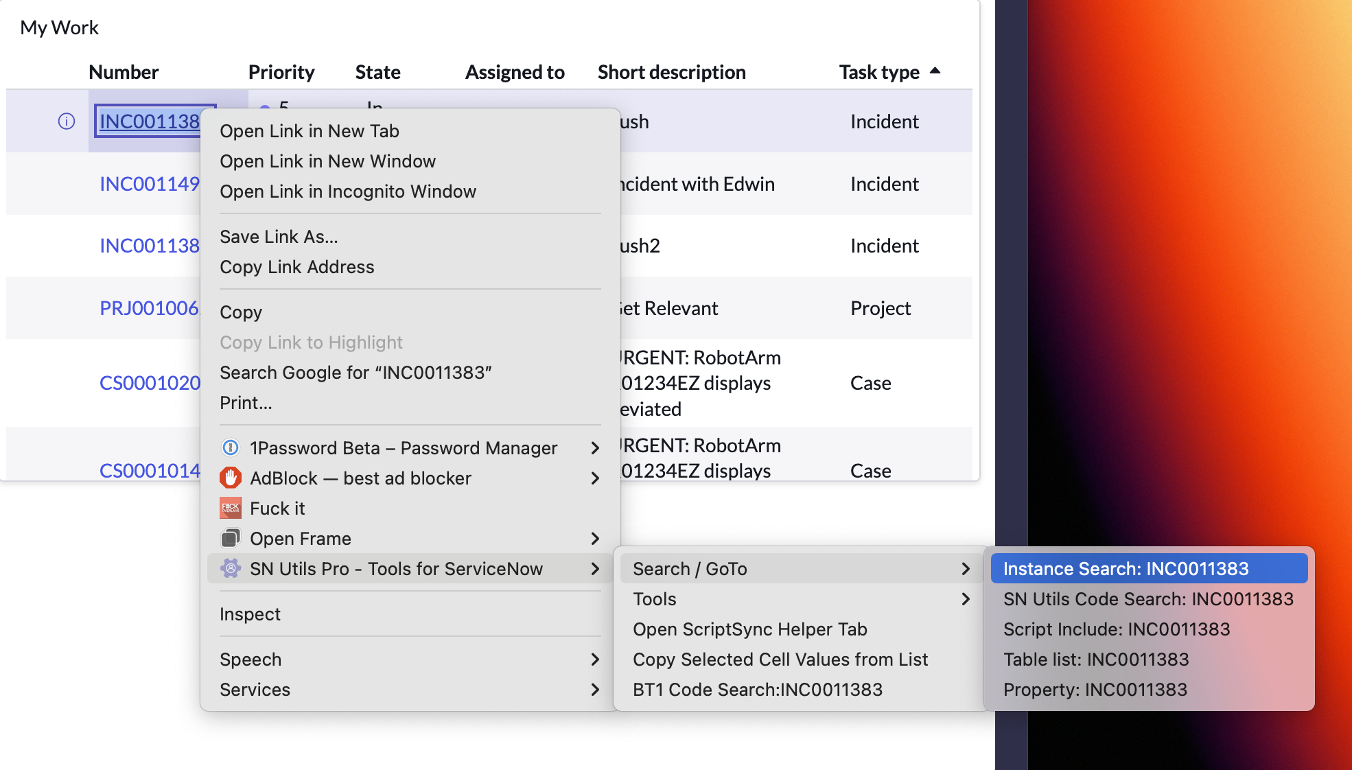 Shortcut command that globalsearches when I copy a RITM/INC/IMS · arnoudkooi SN-Utils ...