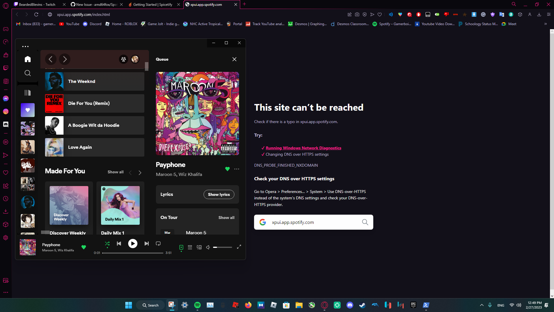 "https://xpui.app.spotify.com/index.html" being redirected to this link when clicking any ...