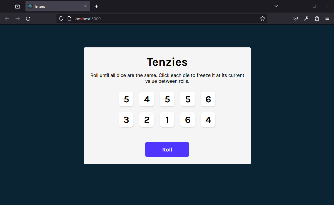 GitHub - hasanjunaid/Tenzies: Tenzies is a React-based dice-matching game where players aim to ...