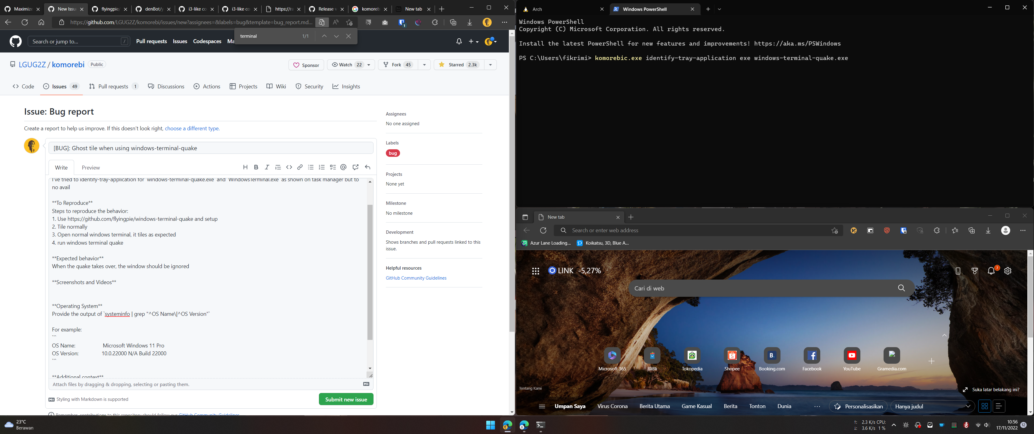 [BUG]: Ghost tile when using windows-terminal-quake · Issue #294 · LGUG2Z/komorebi · GitHub