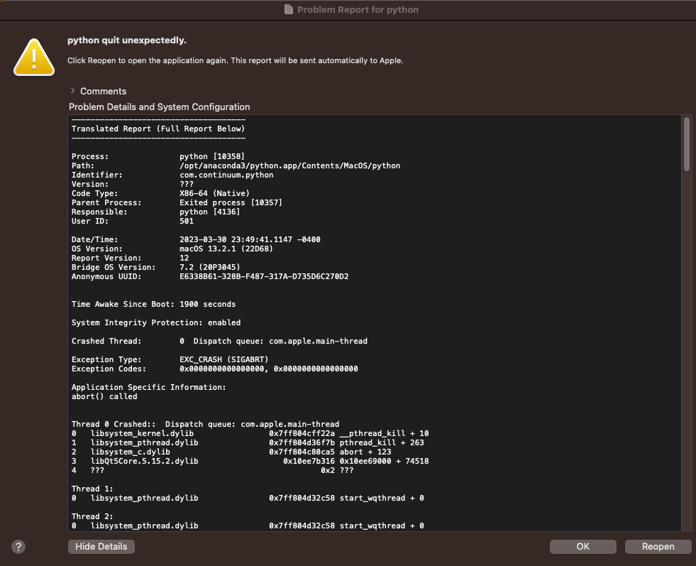 Can't launch Spyder on Mac (Anaconda) - Segmentation fault: 11" message · Issue #20753 · spyder ...