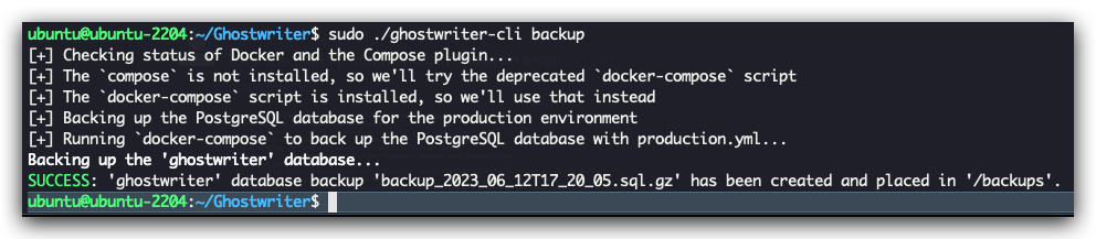 Backup PostgreSQL via CLI failing · Issue #322 · GhostManager/Ghostwriter · GitHub