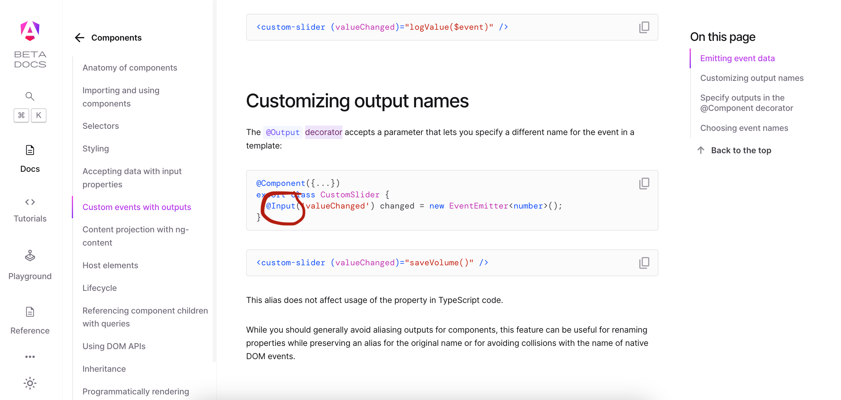 The Output Is Misspelt As Input In The Output Decorator Docs · Issue 53044 · Angularangular 