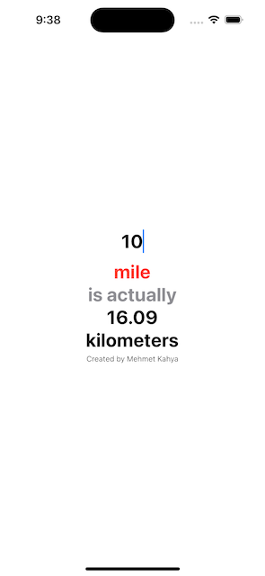 GitHub - mehmetkahya0/SwiftUnitConverter: Miles to Kilometers app with SwiftUI