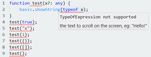 any type and typeof operator · Issue #1915 · microsoft/pxt-microbit · GitHub