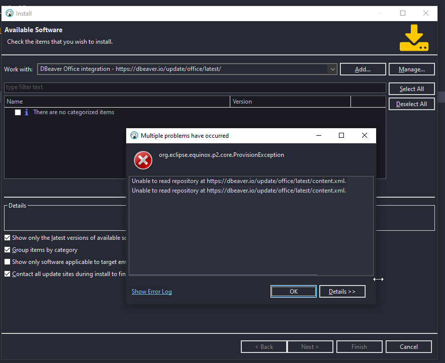 Issue installing Dbeaver plugins · Issue #13792 · dbeaver/dbeaver · GitHub