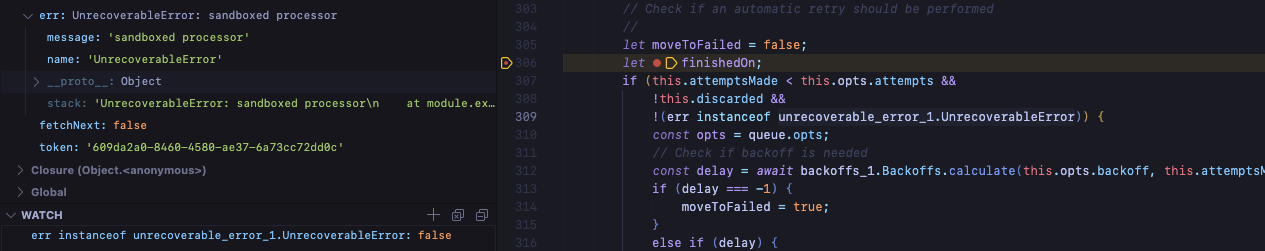 UnrecoverableError in sandboxed processors · Issue #1317 · taskforcesh/bullmq · GitHub