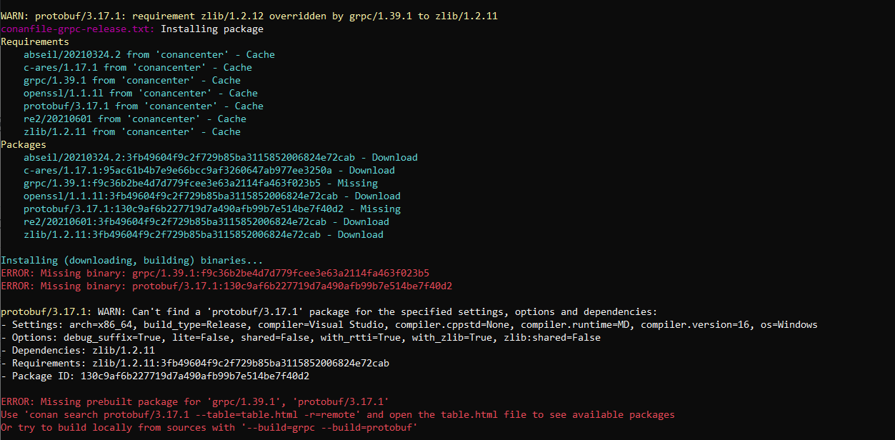 Center Missing Binary `grpc1391418bf3add29c551ceba9517f35b3db69` · Issue 11903