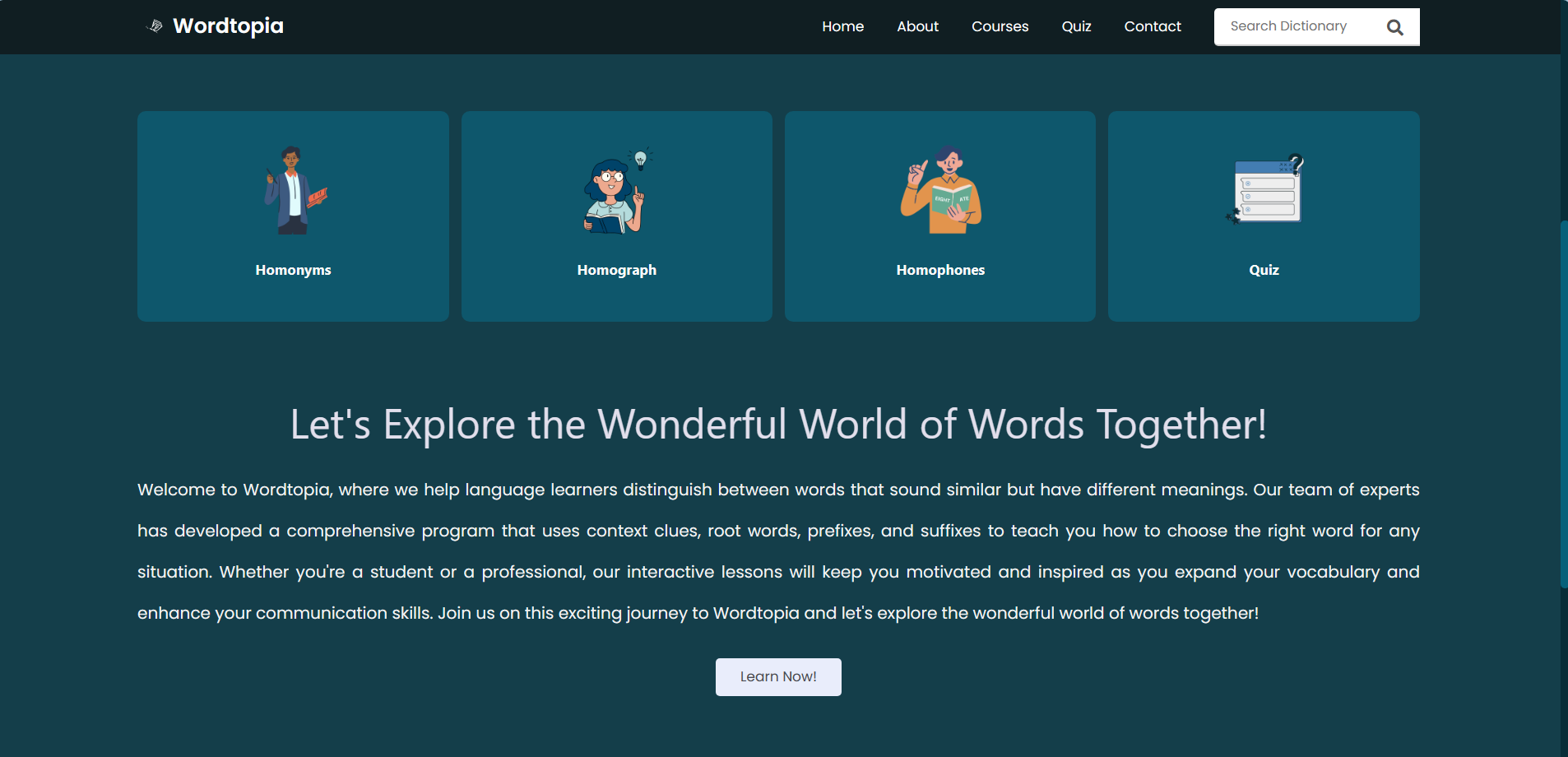 GitHub - esurenajames/wordtopia: Homonyms, homographs, and homophones, utilizing HTML, CSS, and ...