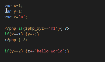 JS syntext highlight breaks when in between segmented php code · Issue ...