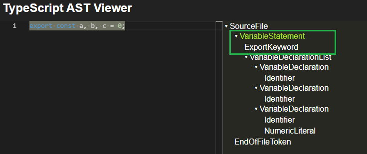 VariableStatement in ExportedDeclarations · Issue #746 · dsherret/ts ...