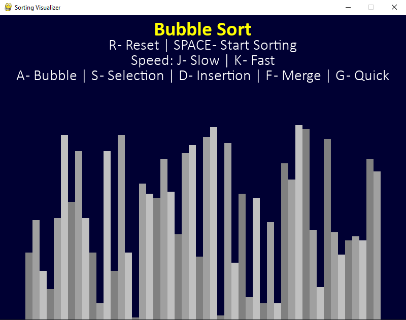 GitHub - skald1311/Sorting-Visualizer: A software application designed with pygame to aid in the ...