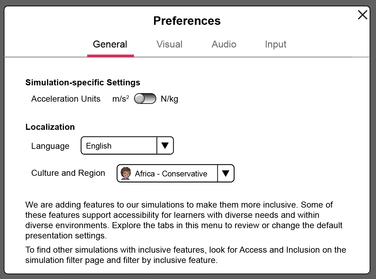 Preferences Dialog - Contents for localization · Issue #814 · phetsims/joist · GitHub