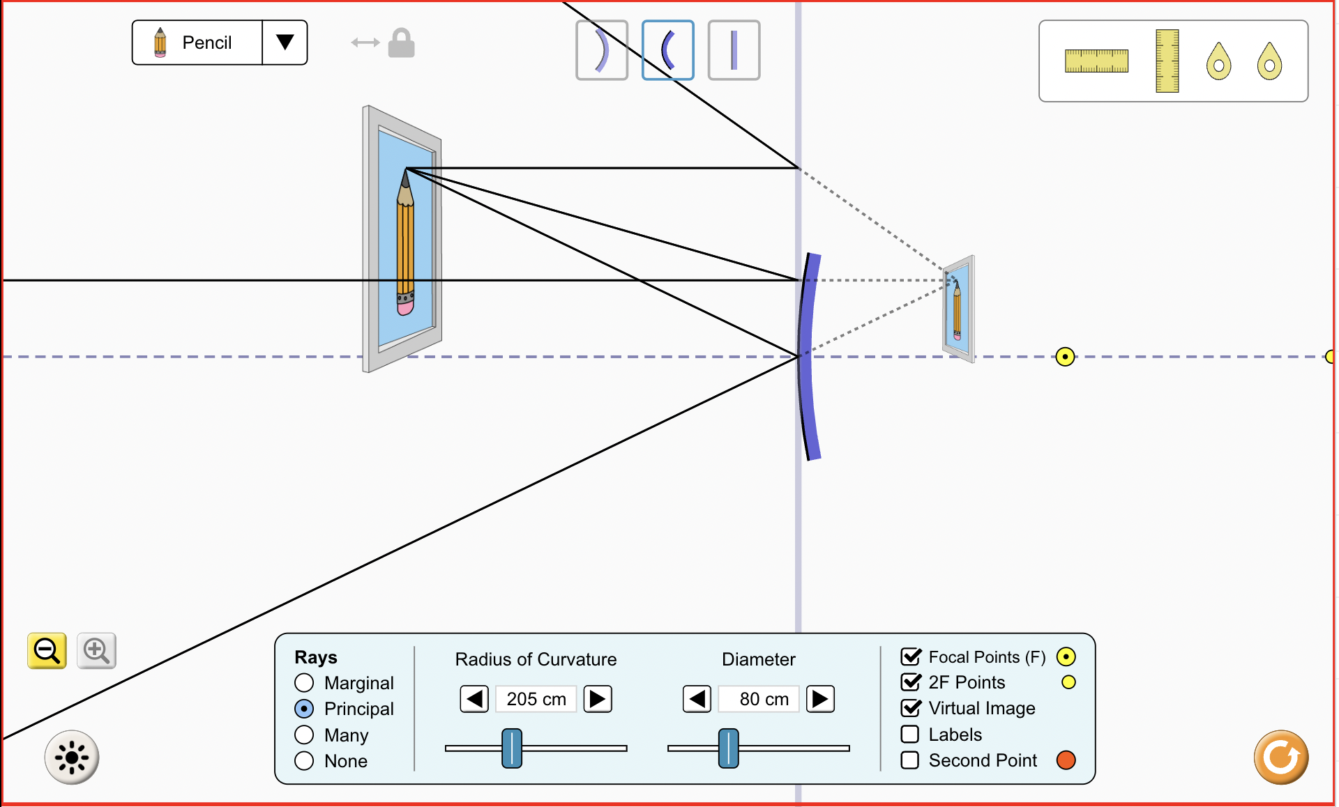 Primary vs secondary focal points, lenses vs mirrors, convex vs concave. · Issue #457 · phetsims ...