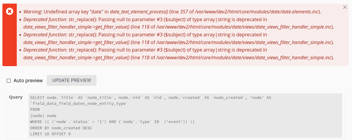 Warnings and deprecation notices on date views exposed filter when empty · Issue #6171 ...