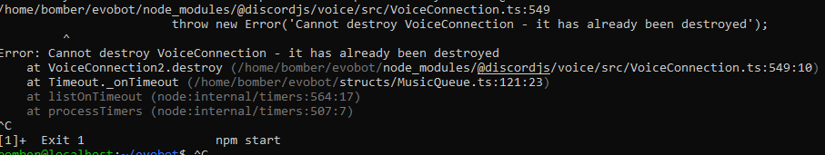 bot crashes after !stop command is used · Issue #1316 · eritislami/evobot · GitHub