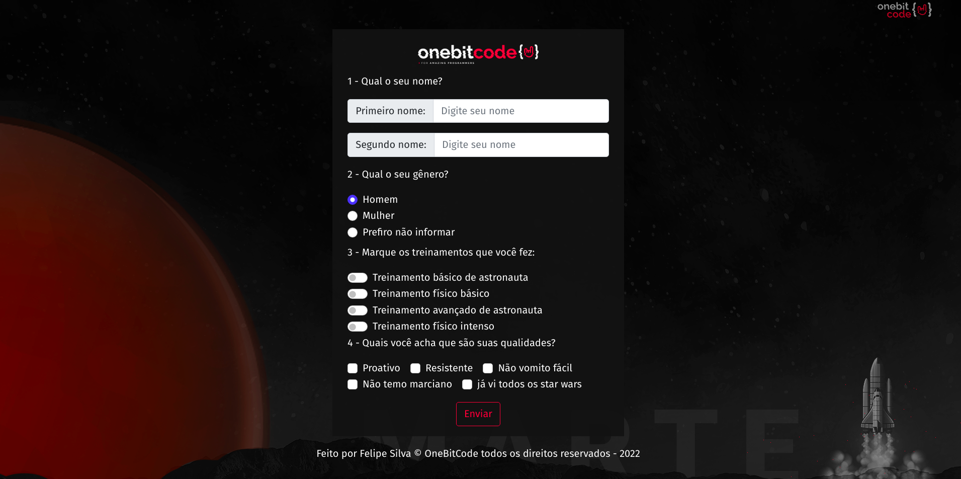 GitHub - Feliper-Silva/onebitx-spacex: Landing Page: OneBitX formulário para embarcar na nave ...