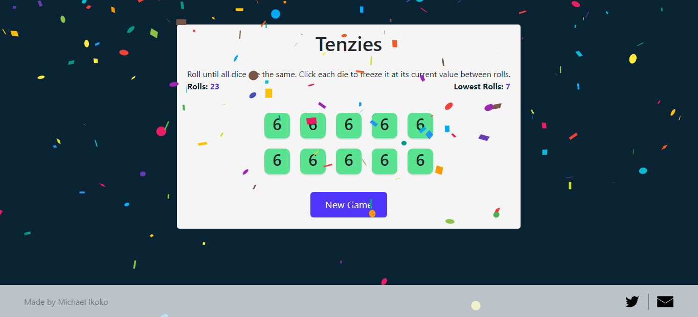 GitHub - michaelikoko/Tenzies: Tenzies game made with React.
