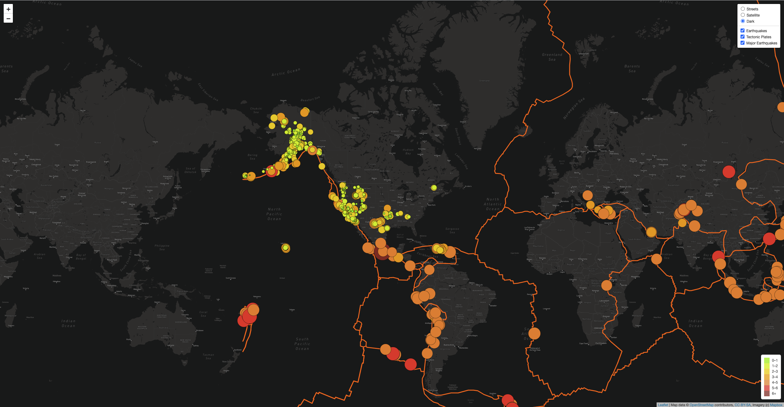 GitHub - weihaolun/Mapping_Earthquakes: JavaScript Leaflet project: GeoJSON; JavaScript; D3 ...
