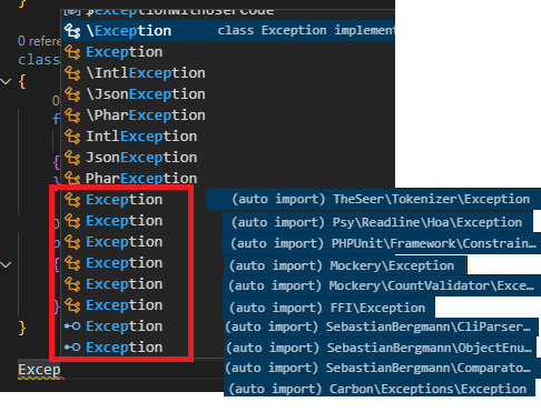Add `\Exception` to autocompletion list · Issue #252 · DEVSENSE/phptools-docs · GitHub