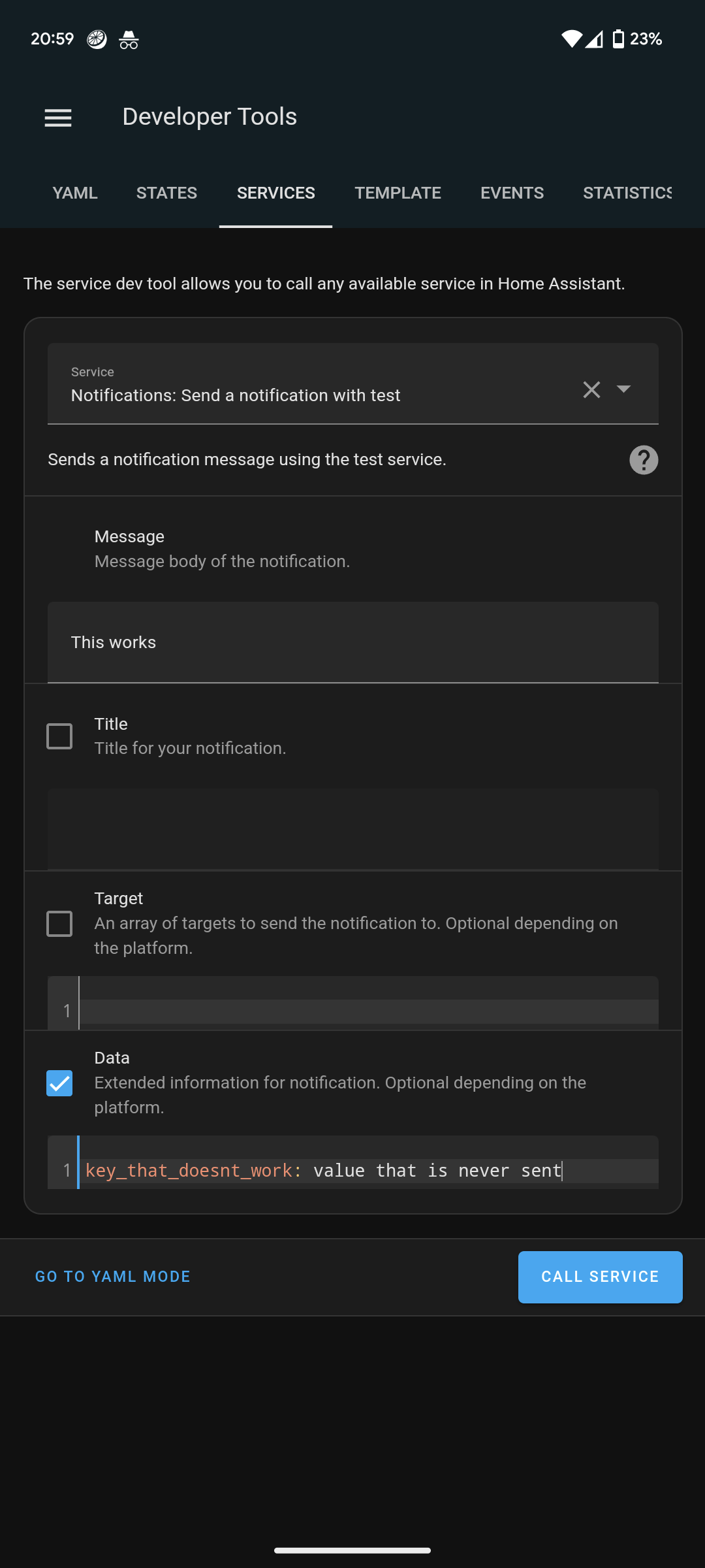 Data from Developer Tools > Service call not included in notify.rest ...