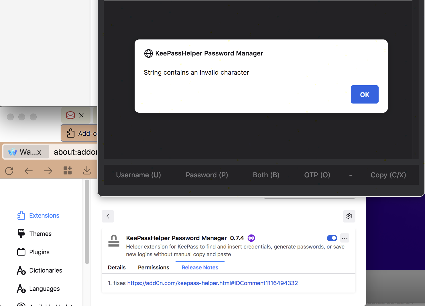 String Contains An Invalid Character · Issue 64 · Belaviyokeepass Macpass Helper · Github