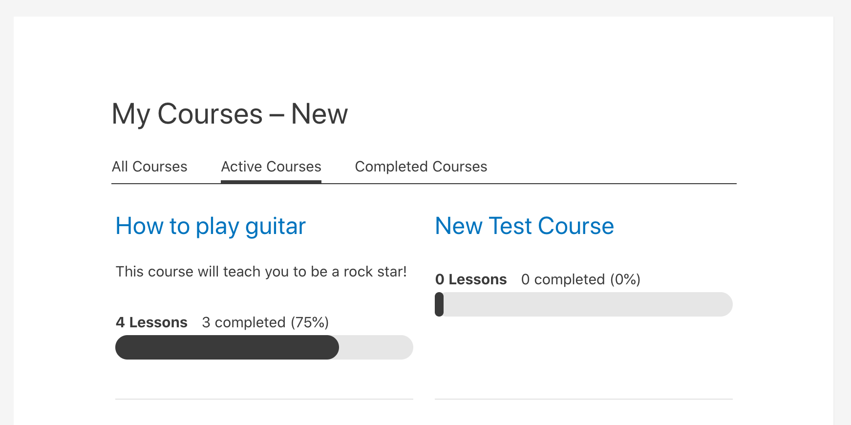 The progress bar in the Learner Courses block does not display ...