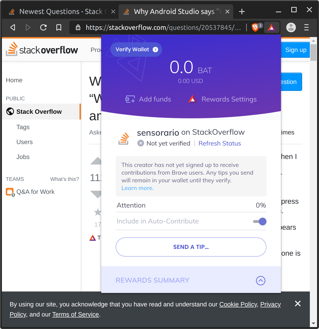 Stackoverflow Tipping · Issue #5616 · brave/brave-browser · GitHub
