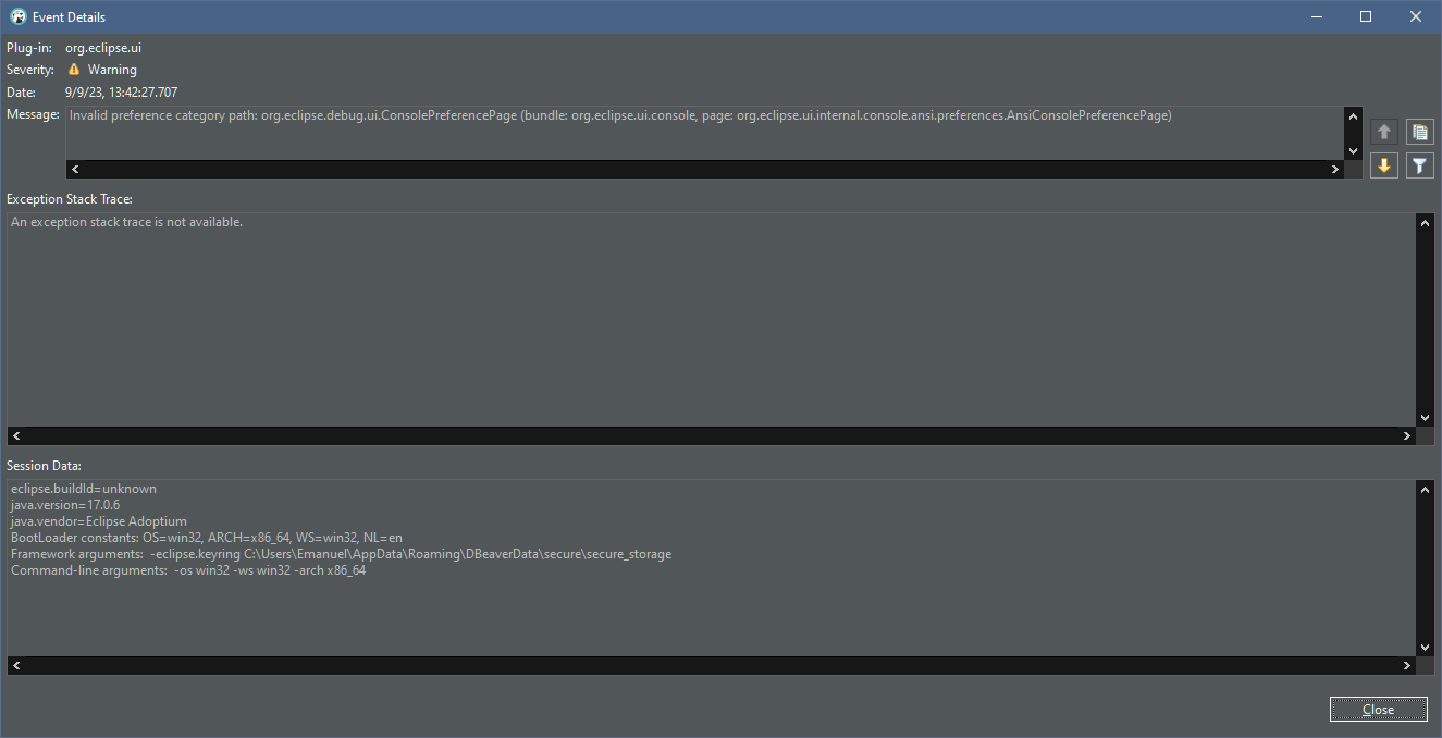LOG ERROR:Invalid preference category path: org.eclipse.debug.ui.ConsolePreferencePage (bundle ...