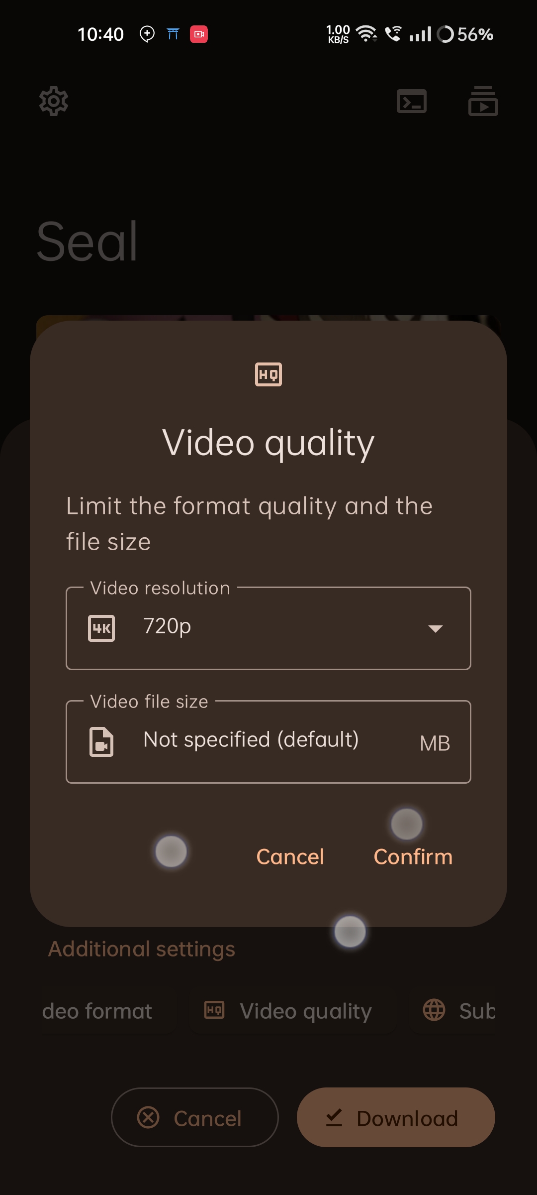 [Feature Request] format selection window should be opened when video quality button is pressed ...