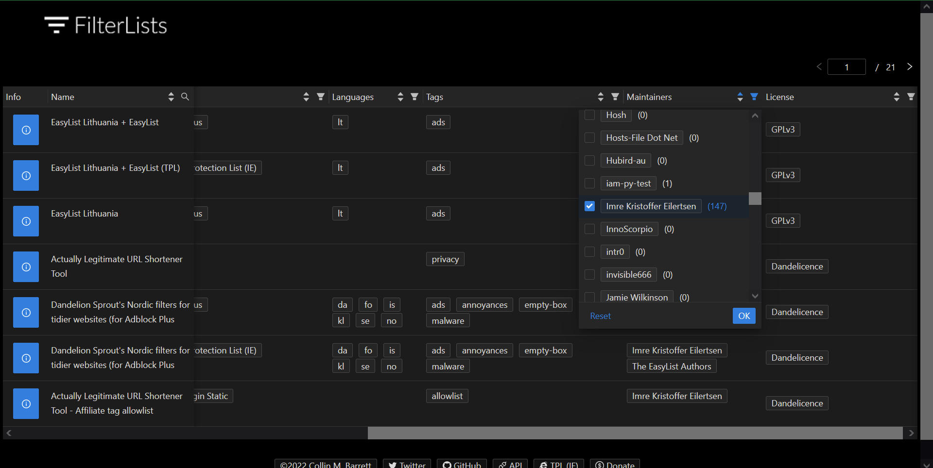 Please add an complete index of your filterlists · Issue #698 · DandelionSprout/adfilt · GitHub
