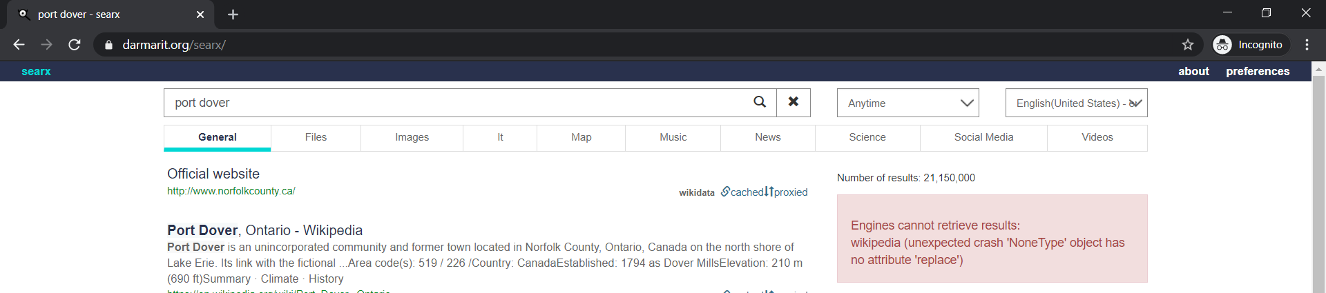 Wikipedia crash on specific search query · Issue #2090 · searx/searx · GitHub