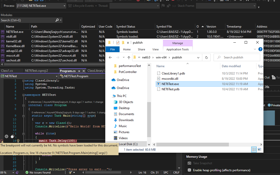 Cannot Load Symbols For Release Project When Publish Single File Is Set To True It Wants To