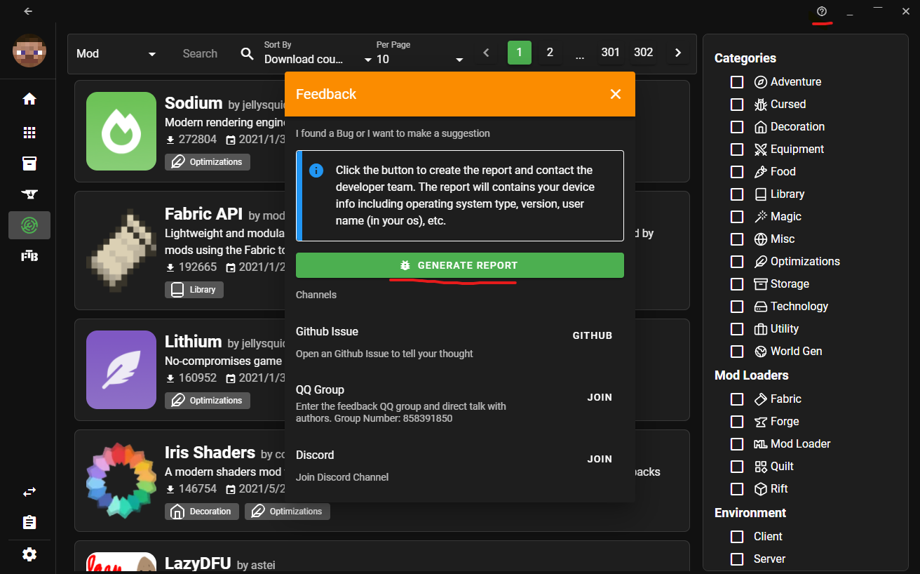 Modrinth search freezes results after applying enough filters · Issue #280 · Voxelum/x-minecraft ...