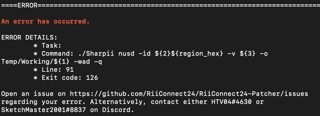 Error after selecting region · Issue #163 · RiiConnect24/RiiConnect24-Patcher · GitHub