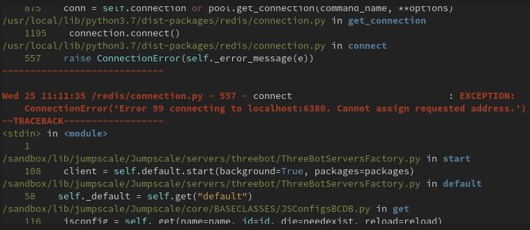 error on restarting threebot server · Issue #664 · threefoldtecharchive/jumpscaleX_core · GitHub