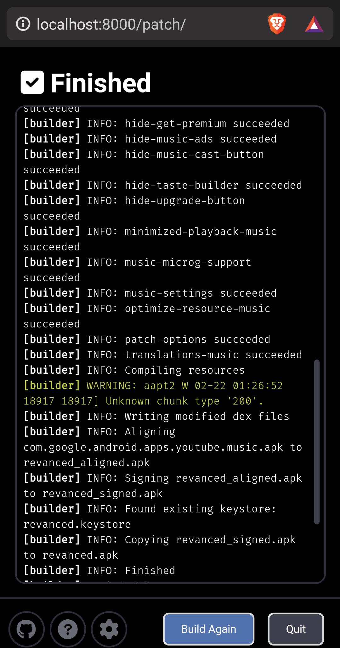 Error while compiling YouTube and YouTube Music app - Unknown chunk type '200 · Issue #653 ...