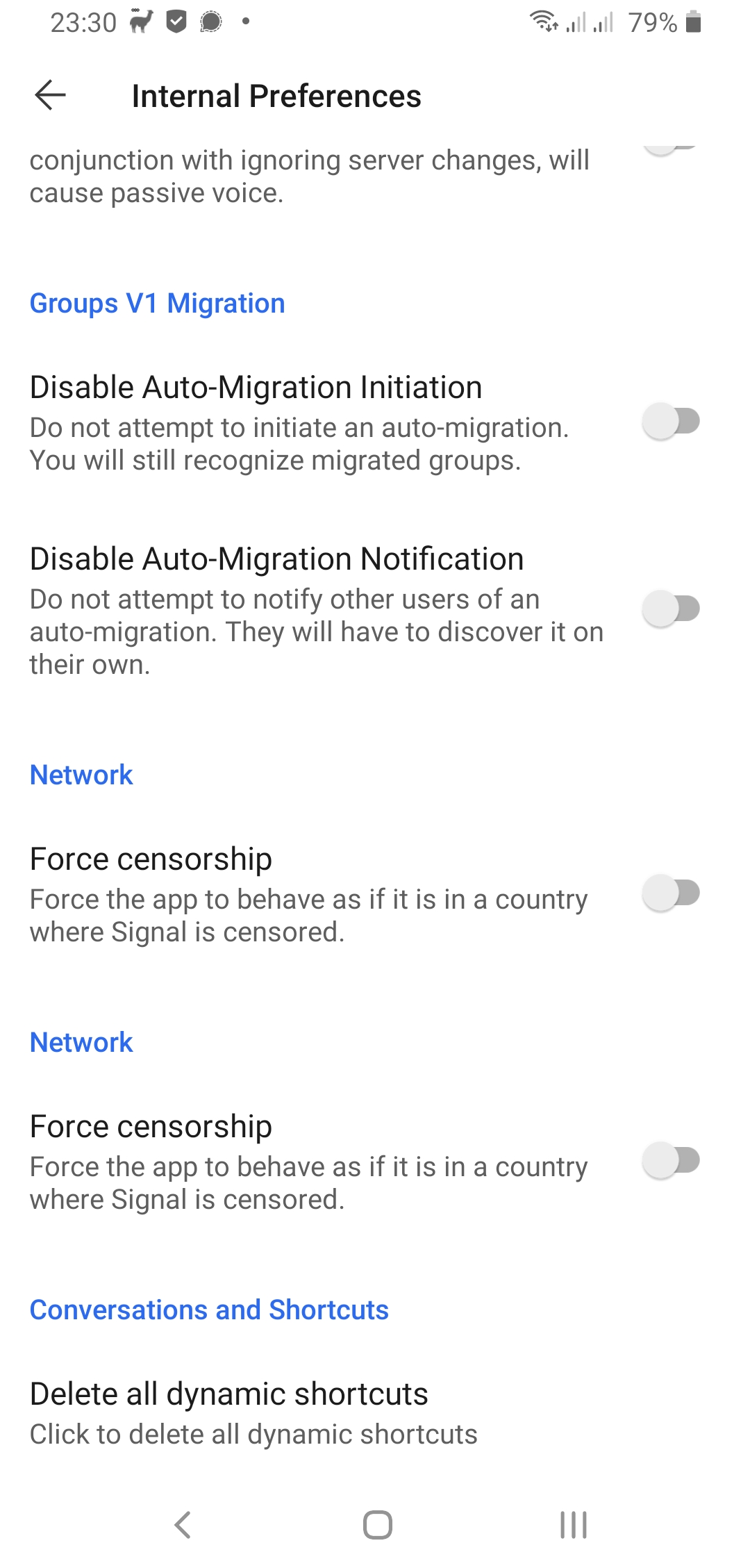 Internal settings show Network settings twice · Issue #10385 · signalapp/Signal-Android · GitHub