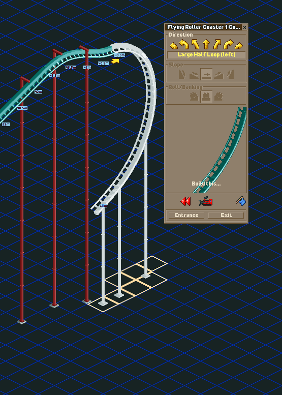 Flying Coaster Large Downwards Half Loop Fly To Lie Cannot Be Built At Maximum Height