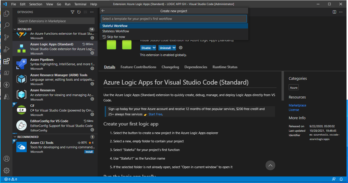 VSCode extension cannot show overview since version 1.0.7 · Issue #420 · Azure/logicapps · GitHub