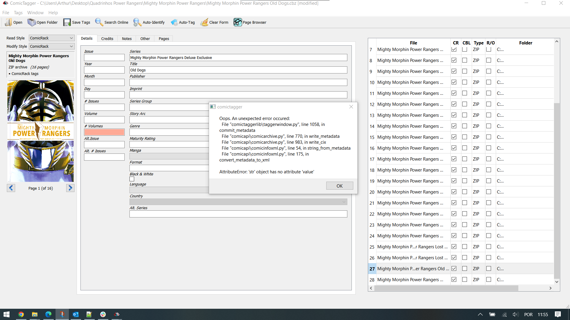 Error on save · Issue #274 · comictagger/comictagger · GitHub